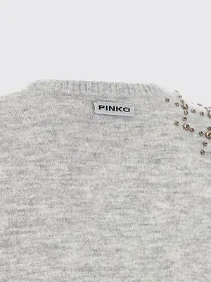 Pinko Crewneck Jumper In An Alpaca And Wool Blend With Rhinestone Appliqués