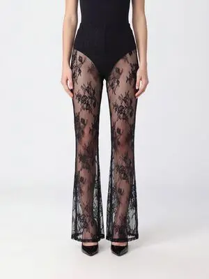 Patrizia Pepe Sheer Lace Flared Trousers With Elasticated Waist