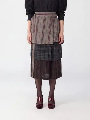 VIVIENNE WESTWOOD Asymmetrical Patchwork Midi Skirt In Wool Blend