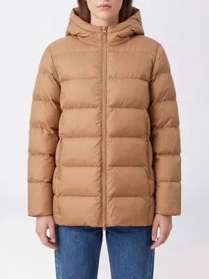 Max Mara Short Quilted Water-repellent Nylon Down Jacket With Hood - Camel