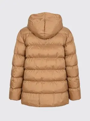 Max Mara Short Quilted Water-repellent Nylon Down Jacket With Hood - Camel