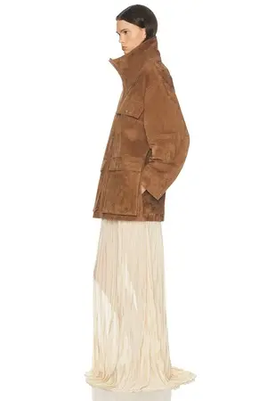 HELSA Suede Oversized Utility Jacket - Malt