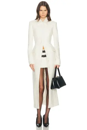 HELSA Tweed Curve Coat - Cream