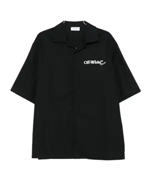 Off-White Logo Printed Button-up Shirt - Black