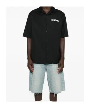 Off-White Logo Printed Button-up Shirt - Black