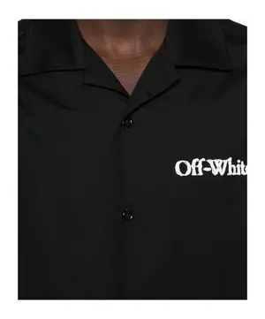 Off-White Logo Printed Button-up Shirt - Black