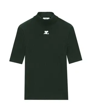 COURREGES Courrèges Reedition Short-sleeved Ribbed Jumper - Black