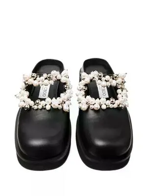 JIMMY CHOO Ingrid Faux-pearl Embellished Mules