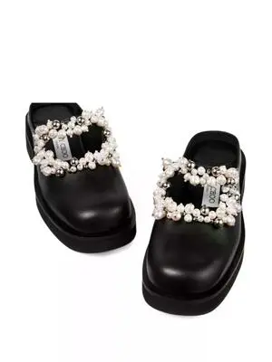 JIMMY CHOO Ingrid Faux-pearl Embellished Mules