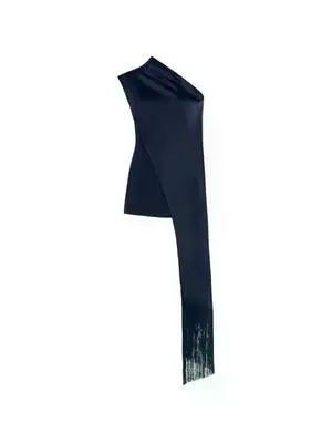 TALLER MARMO Berenson Fringed Asymmetric Mini Dress