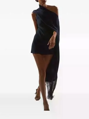 TALLER MARMO Berenson Fringed Asymmetric Mini Dress