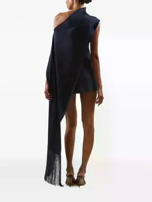 TALLER MARMO Berenson Fringed Asymmetric Mini Dress