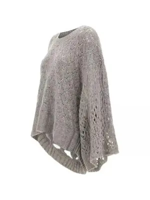 MAURIZIO MYKONOS Lace-panel Open-knit Poncho