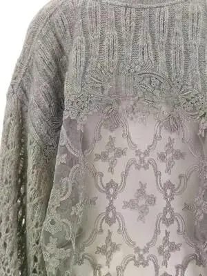 MAURIZIO MYKONOS Lace-panel Open-knit Poncho
