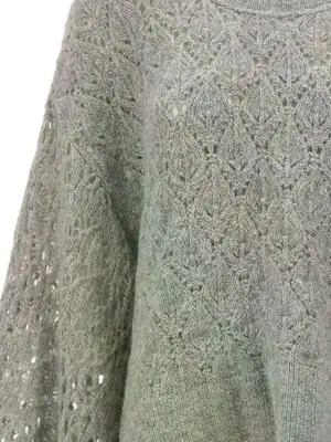MAURIZIO MYKONOS Lace-panel Open-knit Poncho