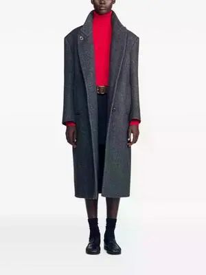 Sandro Herringbone-pattern Wool Coat