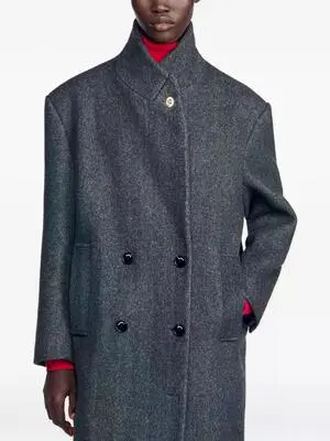 Sandro Herringbone-pattern Wool Coat
