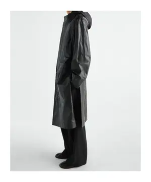 LEMAIRE Long Raincoat In Rubberized Cotton Linen