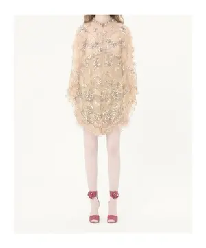 Valentino Garavani Embroidered Tulle Illusion Cape