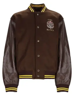 Casablanca Giacca College In Lana E Pelle - Brown