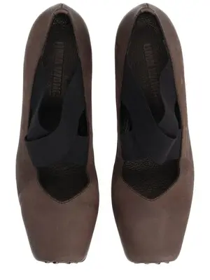 UMA WANG Ballerina In Pelle Con Tacco Medio - Brown