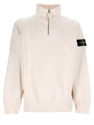 Stone Island Felpa Con Zip Corta E Patch Logo