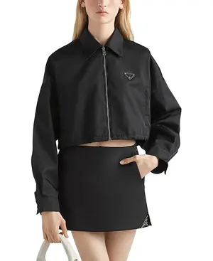 Prada Re-nylon Cropped Blouson Jacket - Black