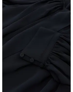 REISS Lerina Tie Neck Short Sleeve Top