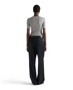 Prada Silk Crew Neck Sweater With Logo - Grey