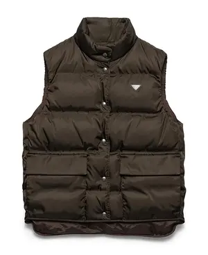 Prada Re-nylon Down Vest - Brown