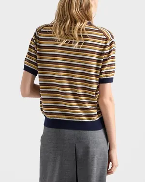 Prada Short Sleeved Striped Cashmere Sweater