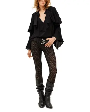 Ba&sh Betty Ruffled V Neck Blouse - Black