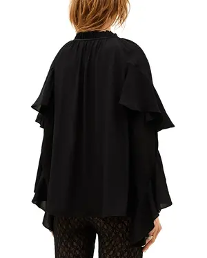 Ba&sh Betty Ruffled V Neck Blouse - Black