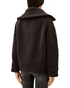 Ba&sh Dani Wool Blend Ribbed Trim Coat