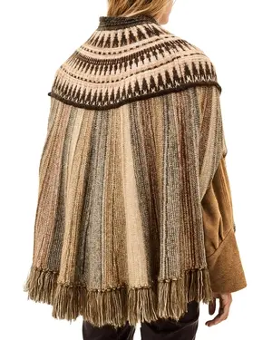 Ba&sh Prato Striped Fringed Poncho