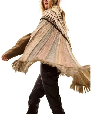 Ba&sh Prato Striped Fringed Poncho