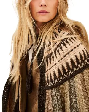 Ba&sh Prato Striped Fringed Poncho