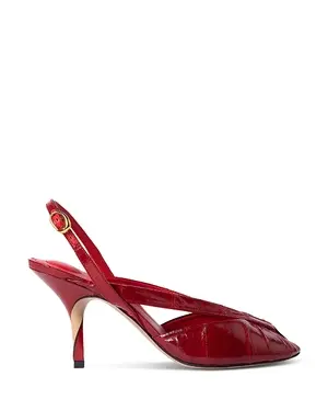 Jacquemus The Poisson Leather Open Toe Slingbacks - Red