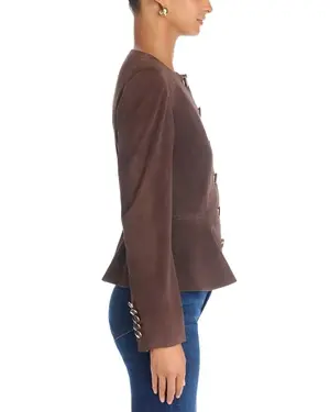 Veronica Beard Quinn Leather Peplum Jacket