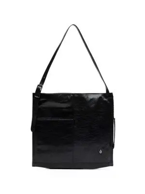 Ash Hannah Medium Whipstitch Leather Shoulder Bag - Black