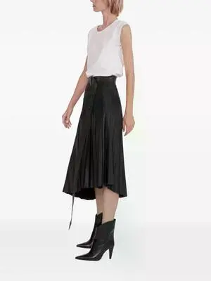 WEST 14TH Park Avenue Pleated Leather Midi Skirt