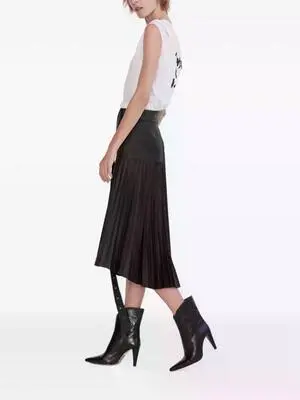 WEST 14TH Park Avenue Pleated Leather Midi Skirt
