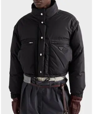 Prada Lightweight Re-nylon Cropped Down Jacket