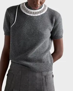 Prada Short Sleeved Wool And Cashmere Sweater