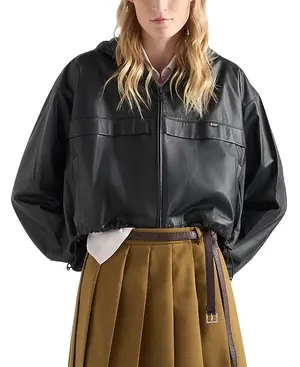 Prada Hooded Nappa Leather Jacket - Black