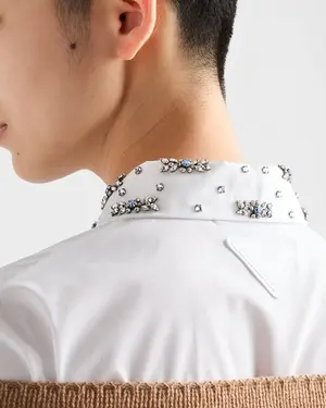 Prada Embroidered Poplin Mini Dress