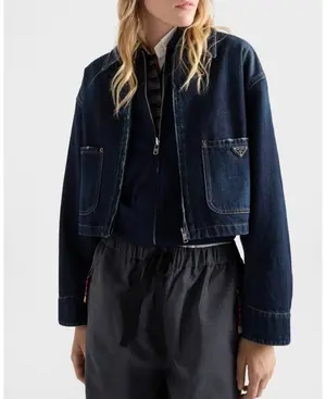 Prada Cropped Denim Blouson Jacket