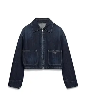 Prada Cropped Denim Blouson Jacket