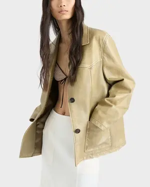 Prada Nappa Leather Jacket - Beige