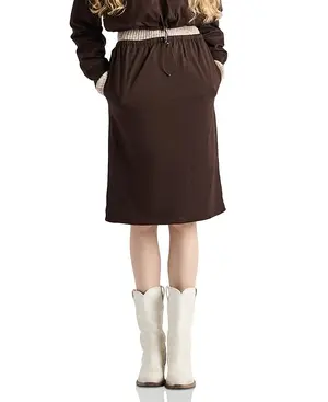 Prada Reversible Cotton Jersey And Re-nylon Skirt - Brown